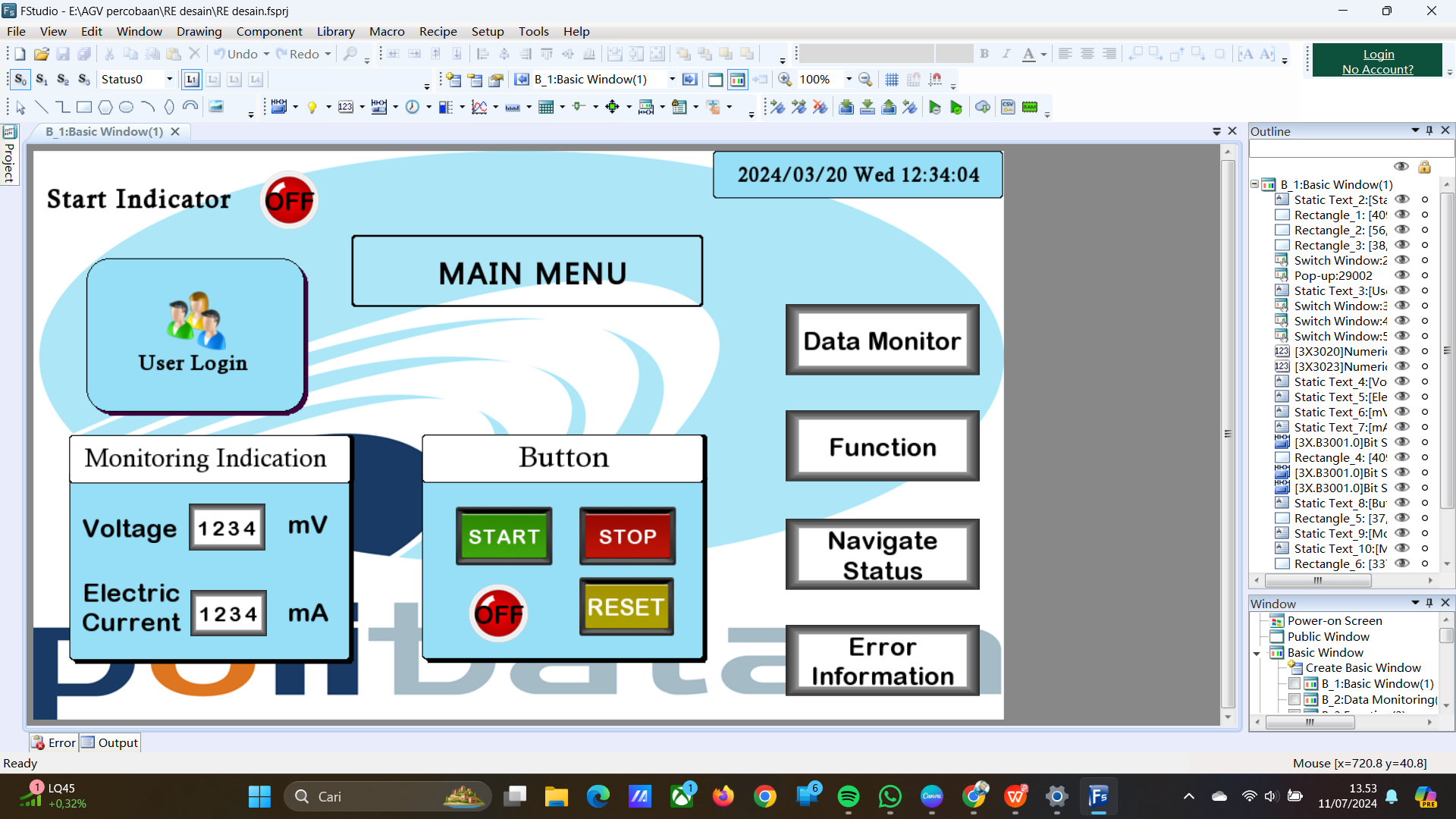 Pamer.in | HMI Programming for Main Menu and AGV Function